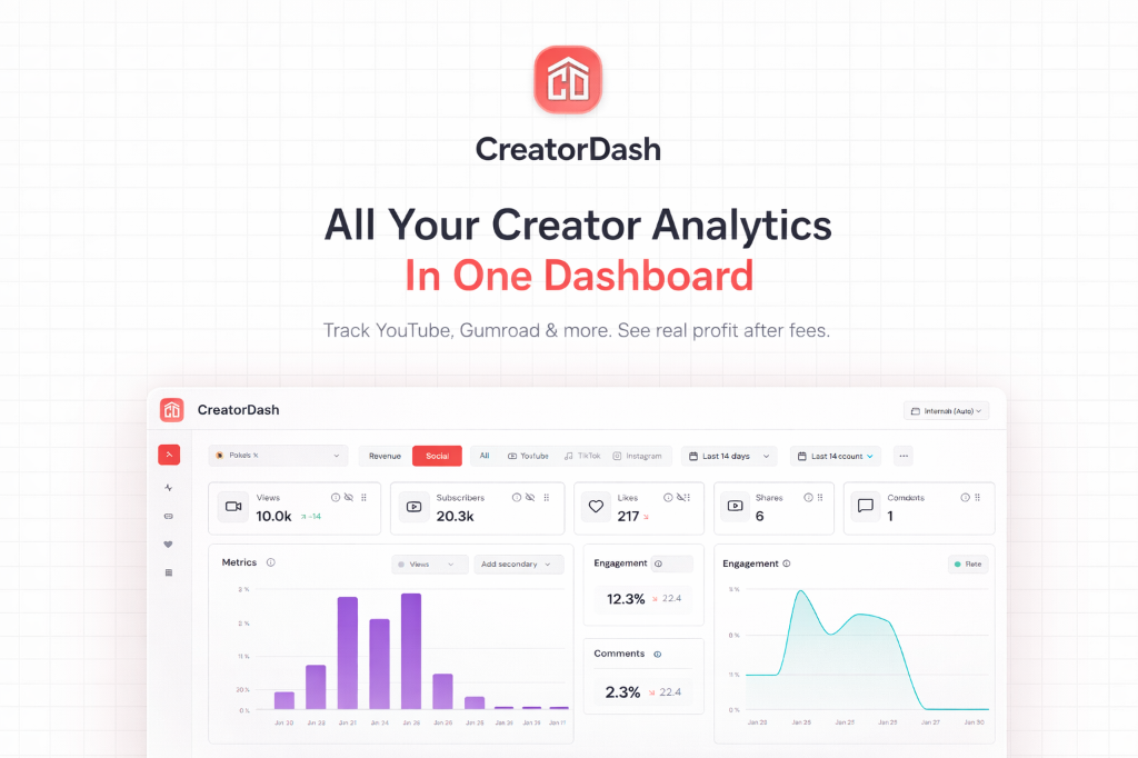 CreatorDash - All Your Creator Analytics In One Dashboard